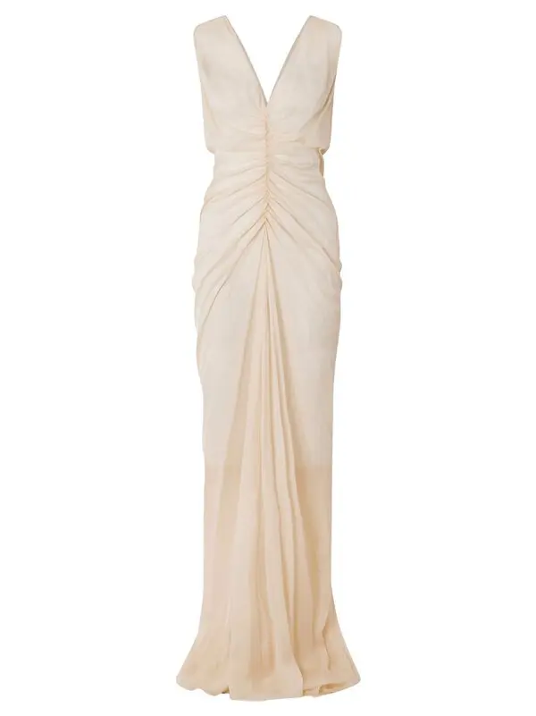 COLLEEN ALLEN Gathered Silk-chiffon Gown - Ivory