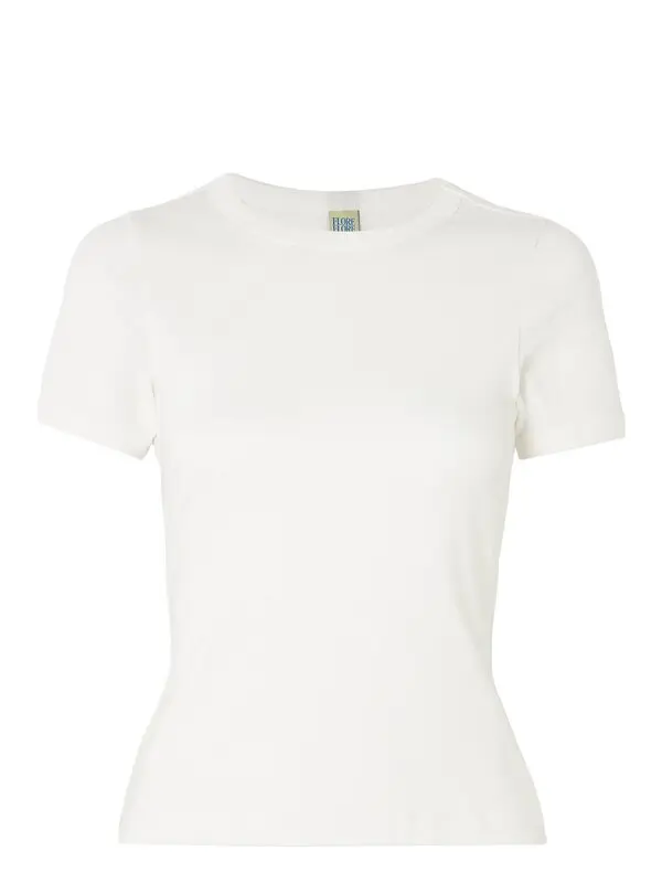 FLORE FLORE Car Ribbed Organic Cotton-jersey T-shirt - White