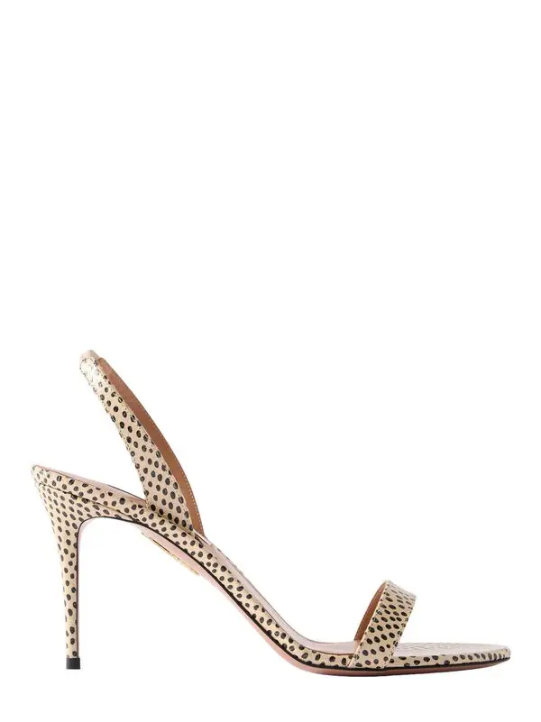 AQUAZZURA So Nude 85 Polka-dot Leather Slingback Sandals - Ivory