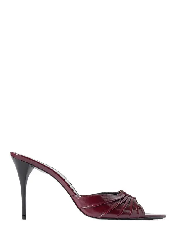 Saint Laurent Babylone Embellished Patent-leather Mules - Burgundy