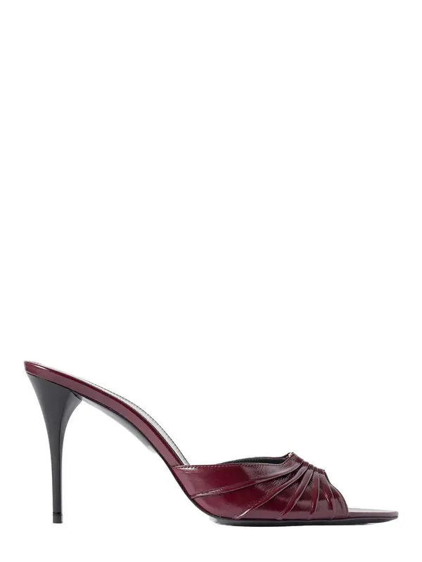 Saint Laurent Babylone Embellished Patent-leather Mules - Burgundy