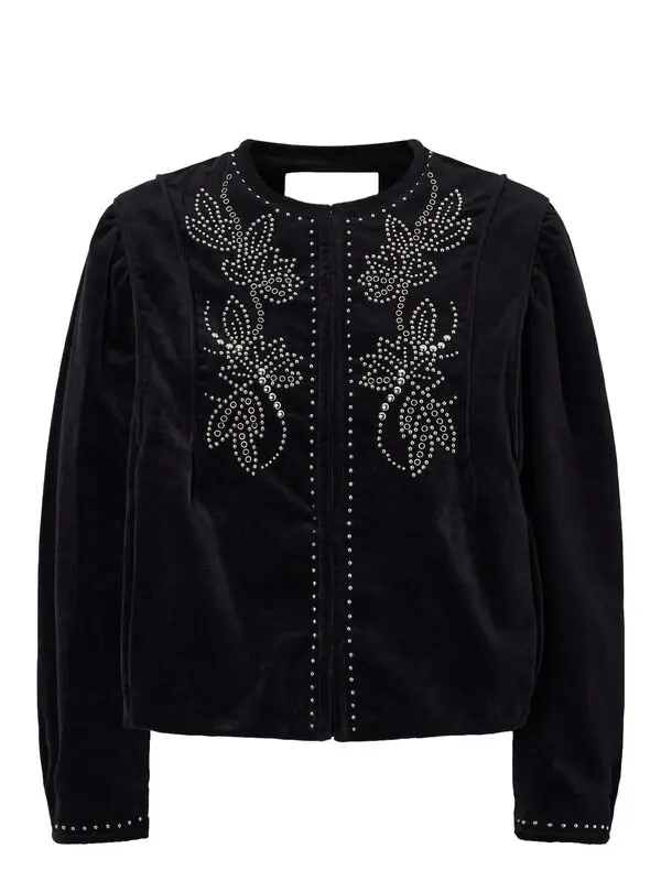 Isabel Marant Pietra Studded Cotton-velvet Jacket - Black