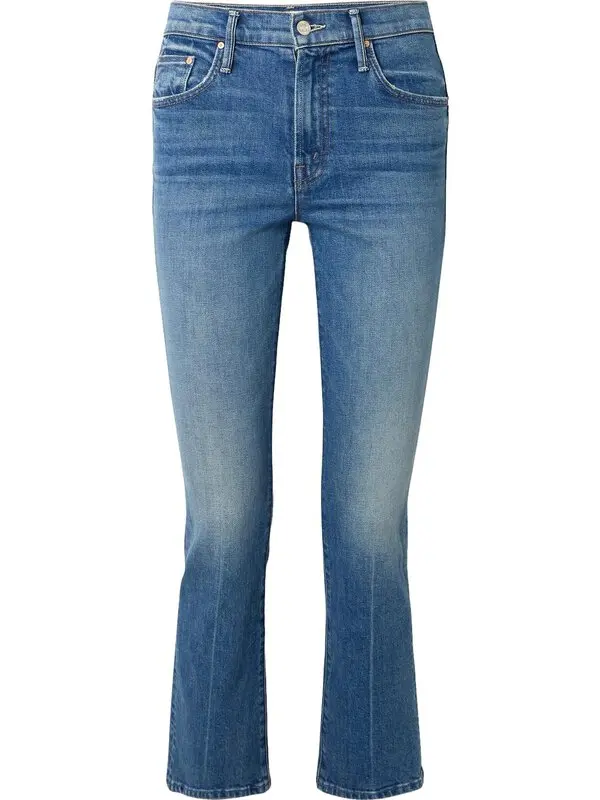MOTHER The Insider Cropped Bootcut Jeans - Blue
