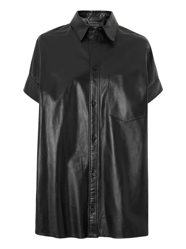 Balenciaga Leather Shirt - Black