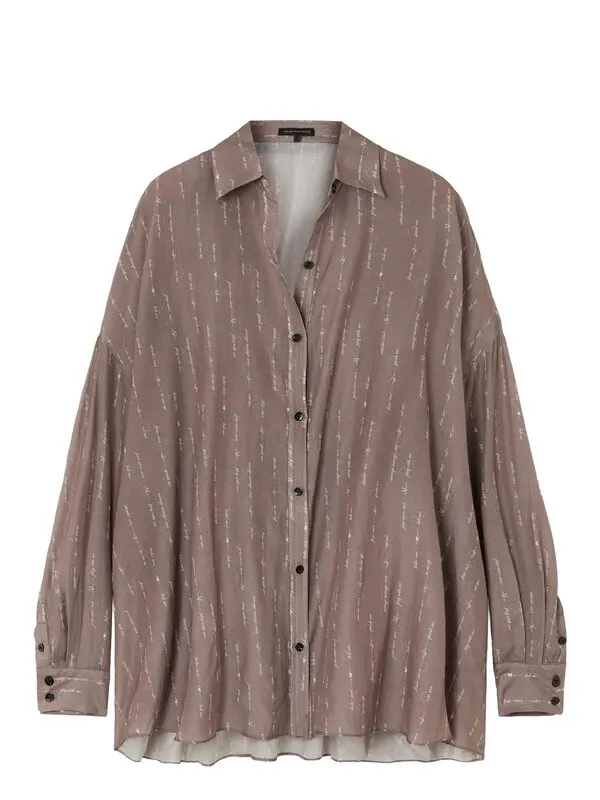 Kiki De Montparnasse Oversized Printed Cotton And Silk-blend Shirt - Gray