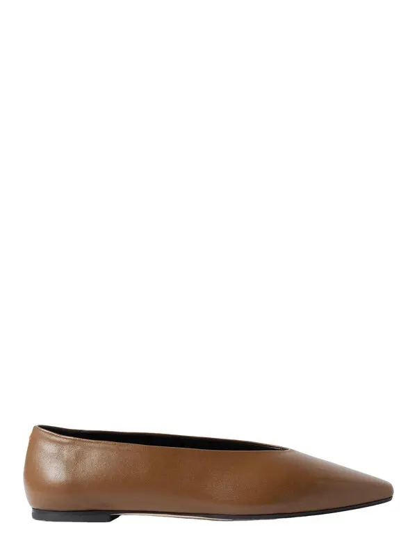 AeydĒ Betty Leather Ballet Flats - Brown