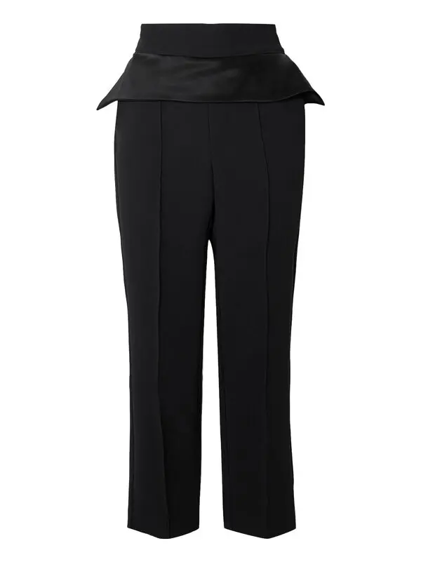 Maticevski Relate Stretch-silk Satin-trimmed Crepe Straight-leg Pants - Black