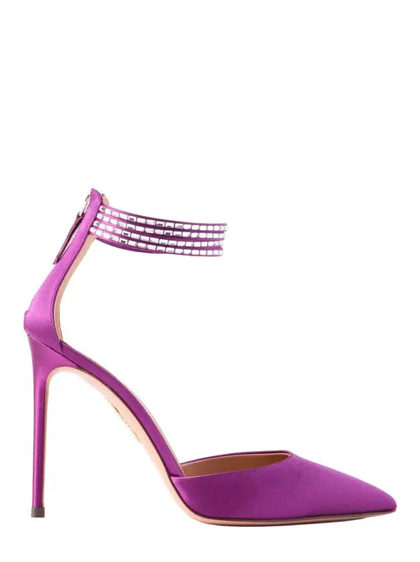AQUAZZURA Luce 105 Crystal-embellished Satin Pumps - Purple