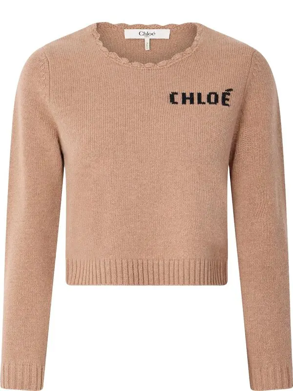 Chloé Scalloped Wool And Cashmere-blend Sweater - Neutrals
