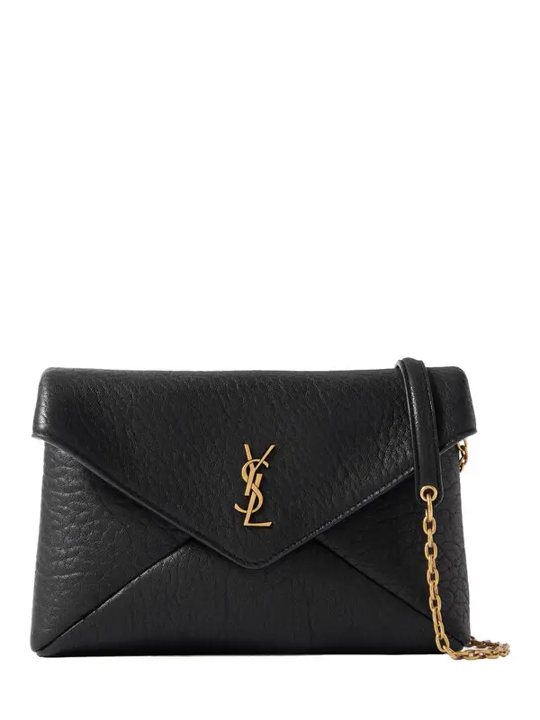 Saint Laurent Cassandre Textured-leather Shoulder Bag - Black