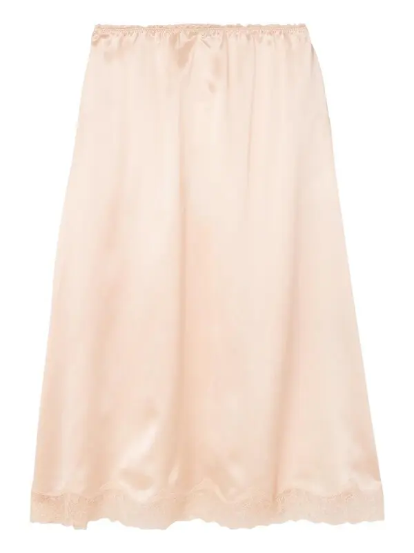 Magda Butrym Scalloped Lace-trimmed Silk-satin Skirt - Orange