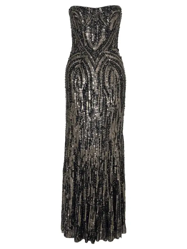 Jenny Packham Euphoria Strapless Embellished Tulle Gown - Black