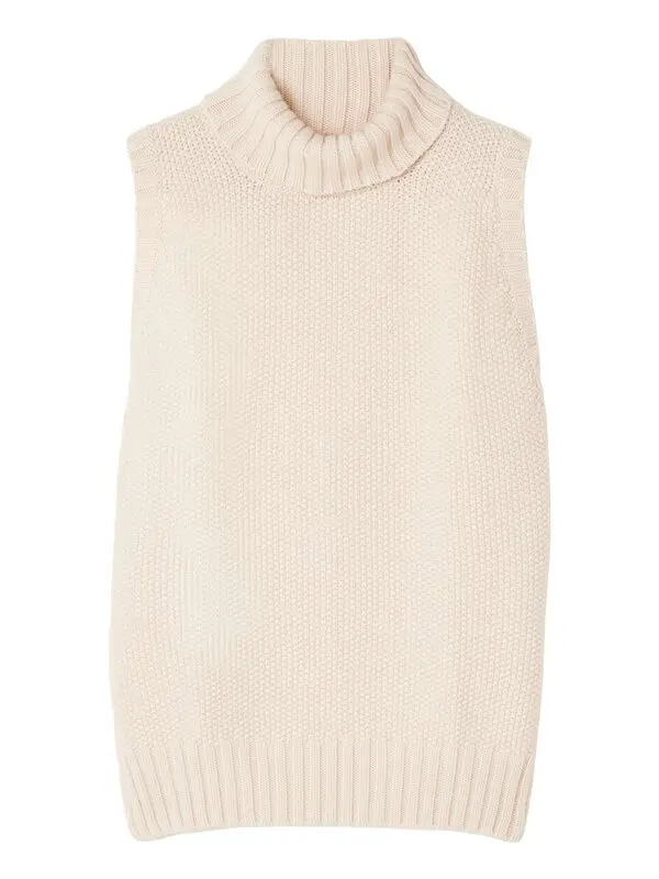 Johnstons Of Elgin Cashmere Turtleneck Sweater Vest - Beige