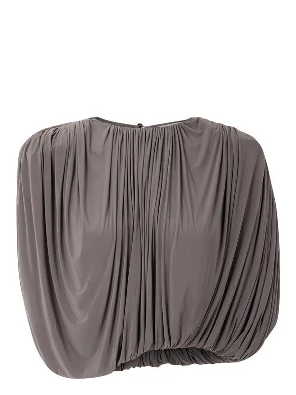 Magda Butrym Cropped Pleated Jersey Blouse - Brown