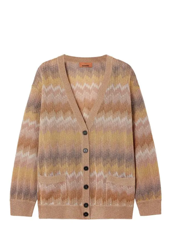Missoni Metallic Crochet-knit Cardigan - Gold