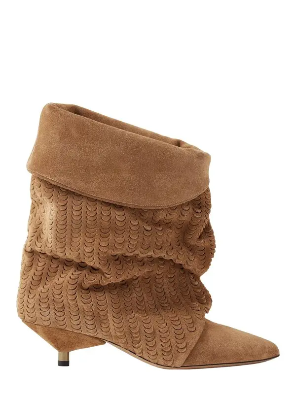 Isabel Marant Edrik Perforated Suede Ankle Boots - Brown