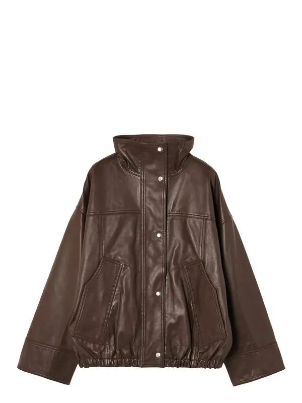 RÓHE Leather Bomber Jacket - Brown