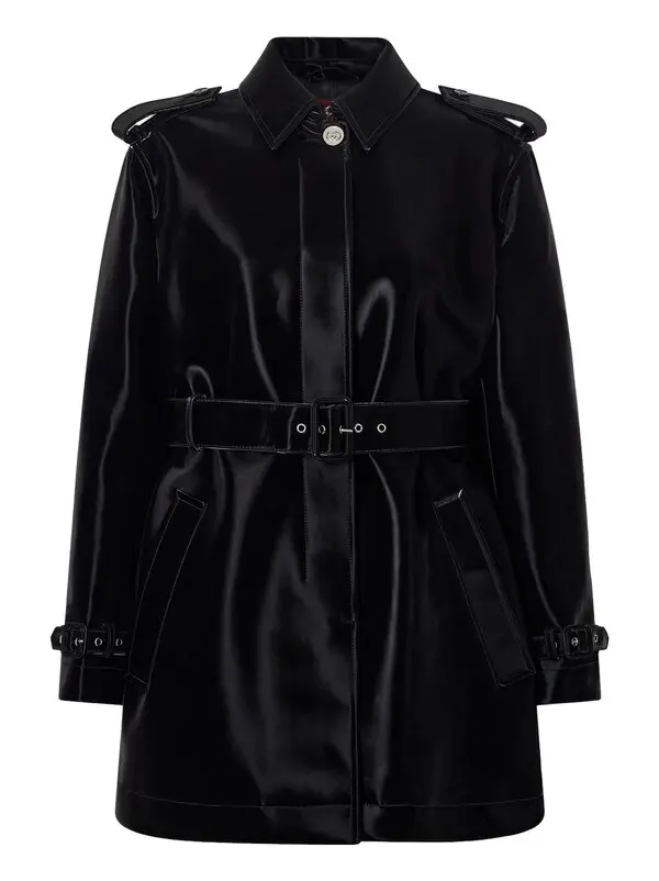 Gucci Belted Glossed-leather Trench Coat - Black
