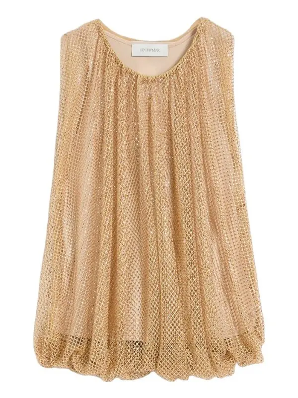Max Mara Mesh Top With Crystals - Camel