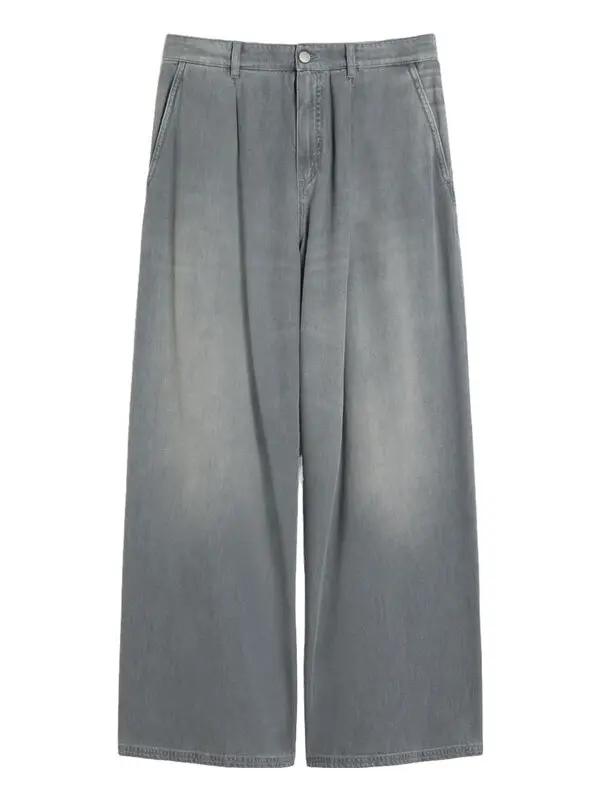 Max Mara Cotton And Viscose Denim Wide-leg Trousers - Medium Grey
