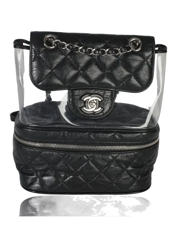 Chanel Crumpled Calfskin Pvc Backpack - Black