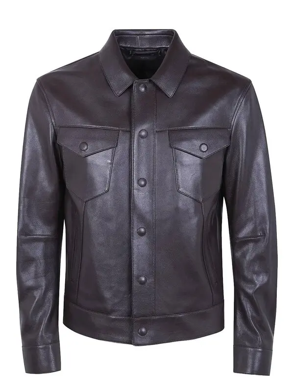 TOM FORD Buffalo Grain Leather Western Jacket - Brown