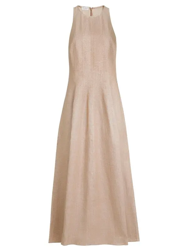 Brunello Cucinelli Linen-blend Maxi Dress - Pink