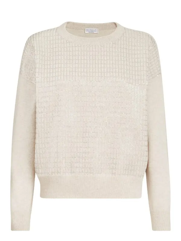 Brunello Cucinelli Sequin-embellished Crew-neck Sweater - Beige