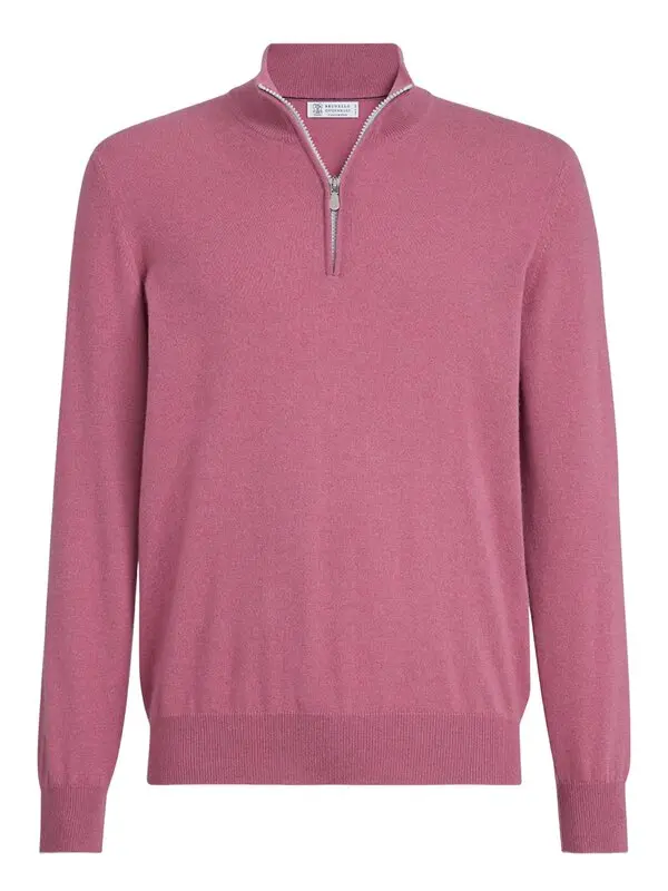 Brunello Cucinelli Cashmere Quarter-zip Sweater - Pink