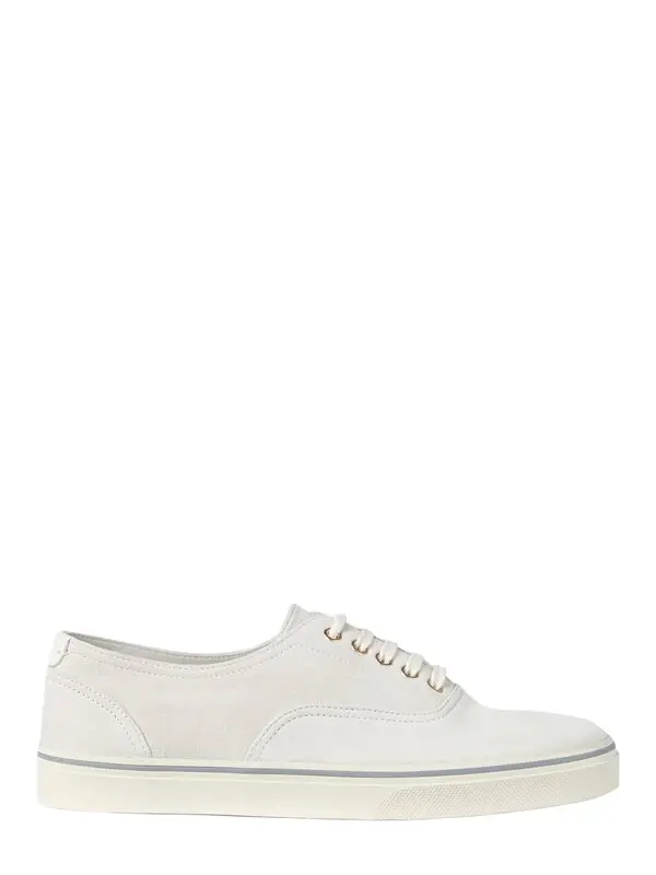 Brunello Cucinelli Suede Low Top Sneakers - White