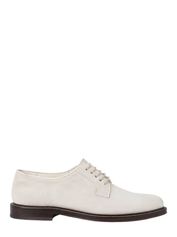 Brunello Cucinelli Suede Derby Shoes - White