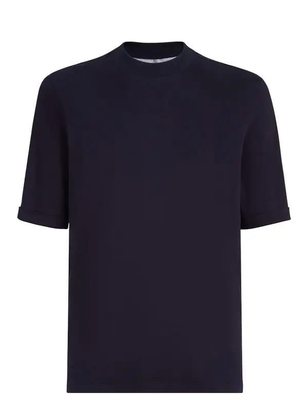 Brunello Cucinelli Cotton High-neck T-shirt - Blue