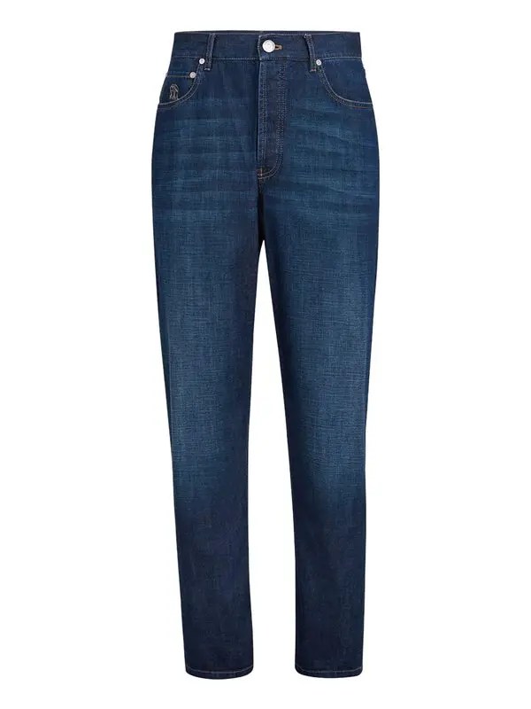 Brunello Cucinelli Crest-detail Straight Jeans - Blue