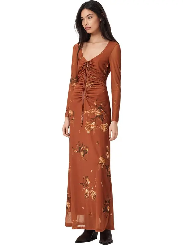 ALLSAINTS Gabby Mesh Maxi Dress - Brown