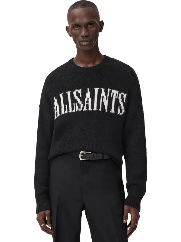 ALLSAINTS Stokes Oversized Boxy Sweater - Black/cream White