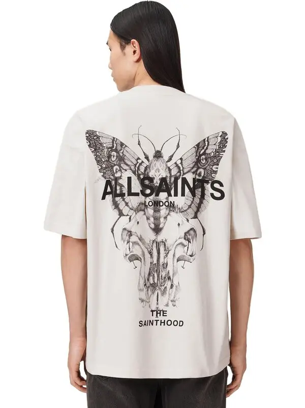 ALLSAINTS Hallis Oversized Graphic T-shirt - Dusk White