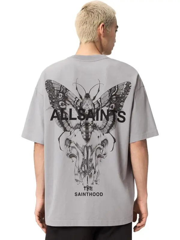 ALLSAINTS Hallis Oversized Graphic T-shirt - Pebble Grey