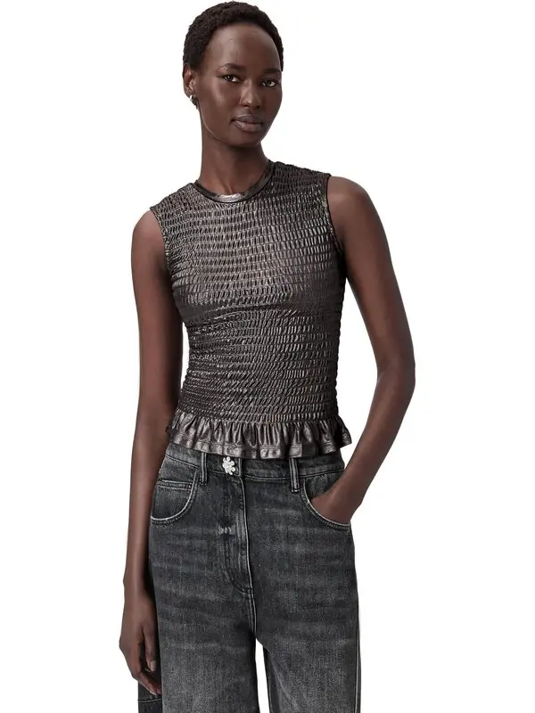 ALLSAINTS Ode Smocked Tank - Gunmetal Grey