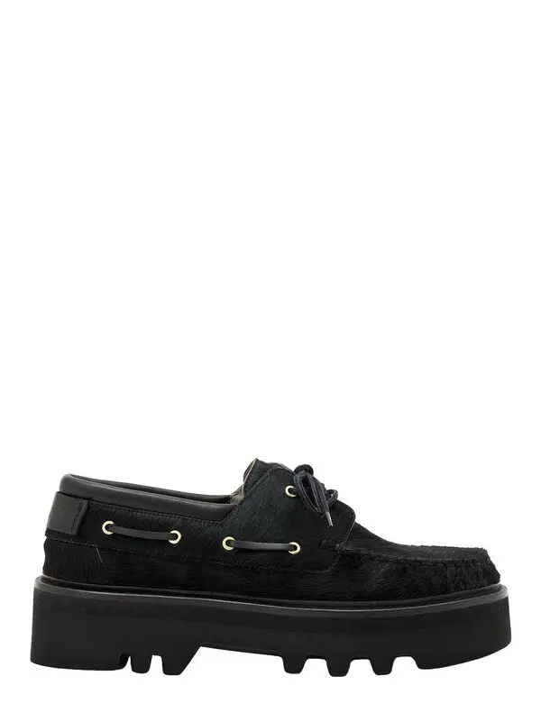ALLSAINTS Aastha Fur Boat Shoes - Black
