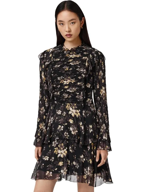 ALLSAINTS Portia Floral Midi Dress - Vine Black