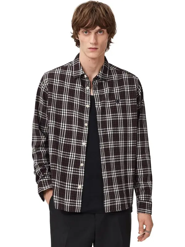 ALLSAINTS Santiago Long Sleeved Check Shirt - Brown