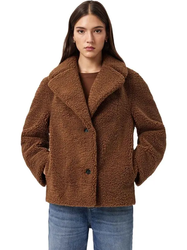 ALLSAINTS Eddie Faux Teddy Jacket - Brown