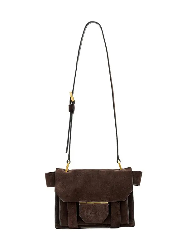 ALLSAINTS Ursa Mini Suede Crossbody Bag - Brown