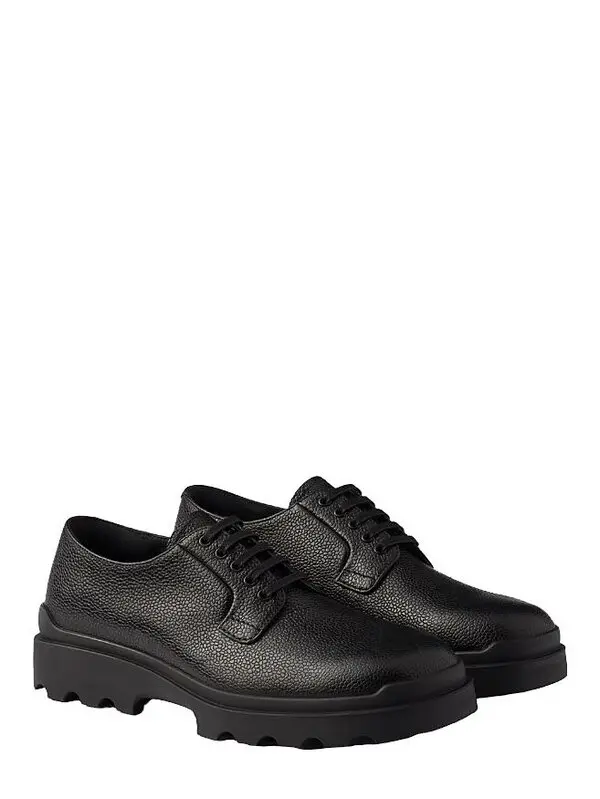 Prada Printed Leather Lace-ups - Black