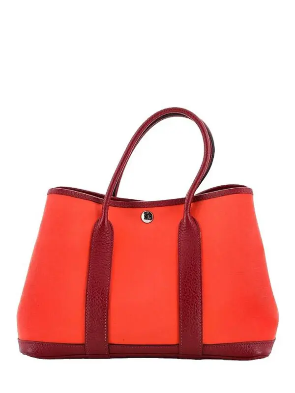 HERMES 30 Garden Party Tote Toile And Leather - Orange