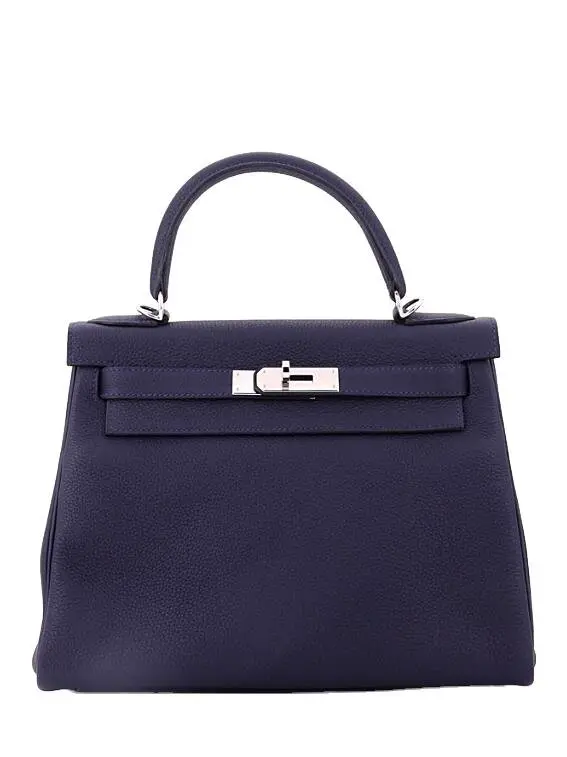 HERMES Kelly 28 Handbag - Bleu Nuit