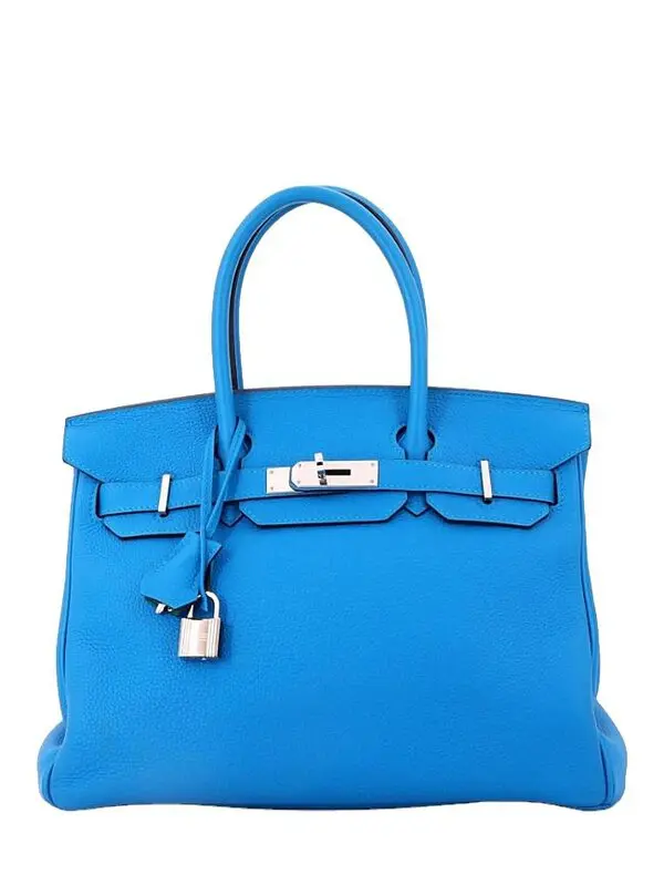 HERMES Birkin 30 Handbag - Verso - Bleu Zanzibar/malachite