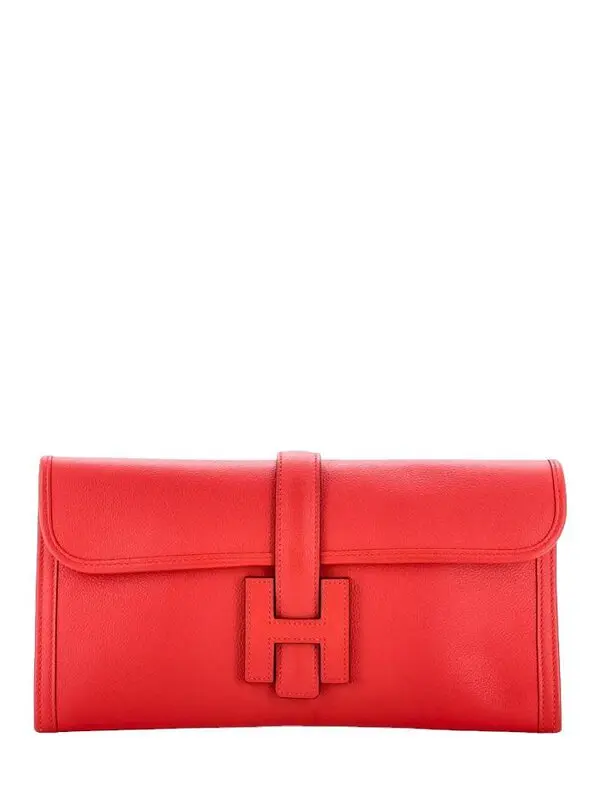 HERMES 29 Jige Elan Clutch Evercolor - Red