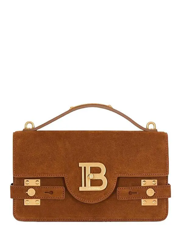 Balmain Suede B-buzz 24 Shoulder Bag - Brown