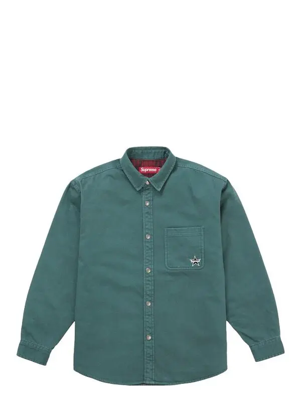 Supreme Quilted Lined Denim Snap Shirt - Teal